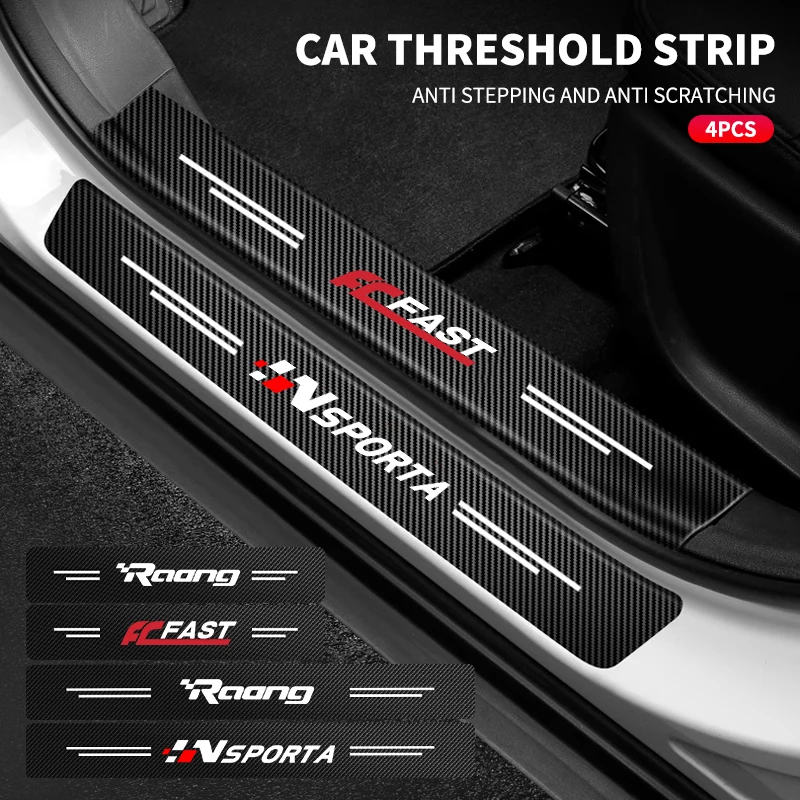 4Pcs-set-Carbon-Fiber-Car-Door-Sill-Threshold-Protector-Logo-Stickers ...