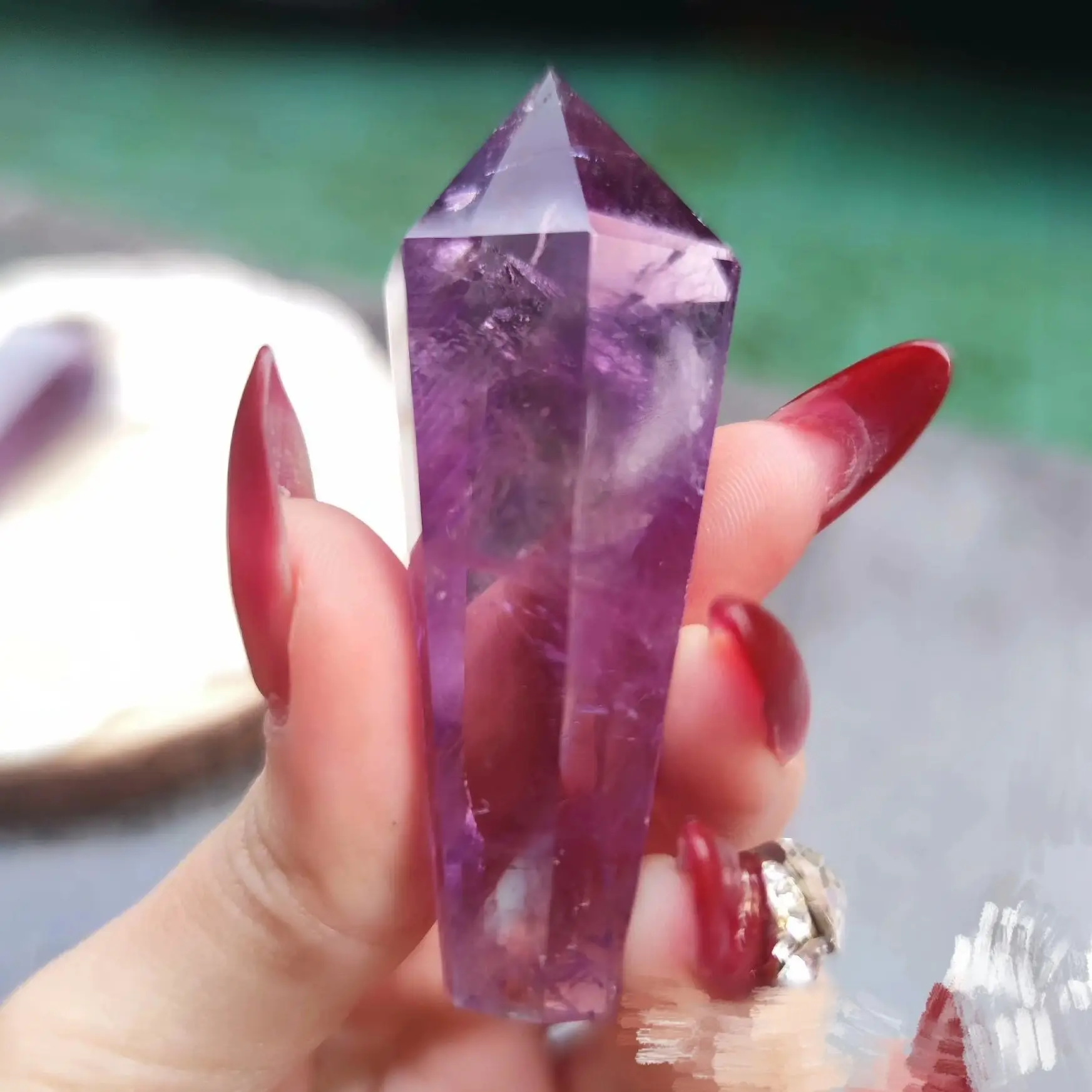 High-Quality-Natural-Crystal-Brazilian-Amethyst-Wand-Tower-Point-Gemstones-Healing-Mineral ...