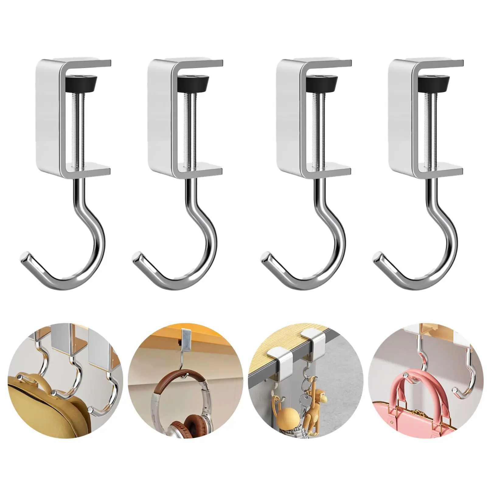Purse Hooks for Under Desk Hanging, Tables Organizer Headphone Hanger ...