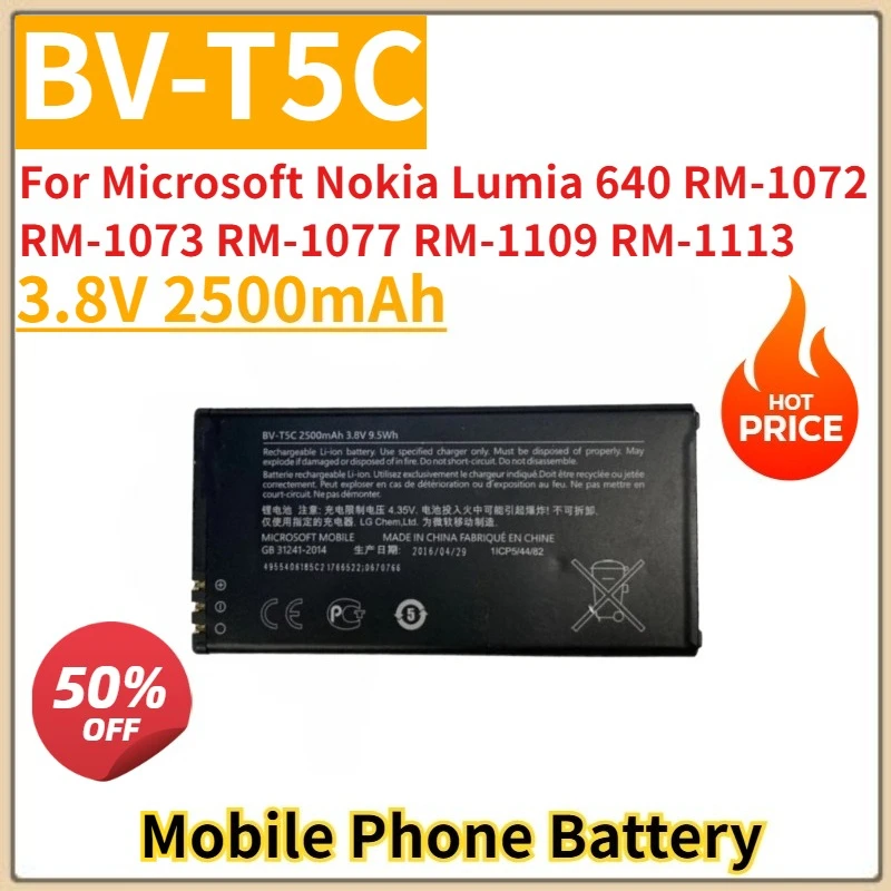 3.8V 2500mAh BV-T5C Mobile Phone Battery For Microsoft Nokia Lumia 640 ...