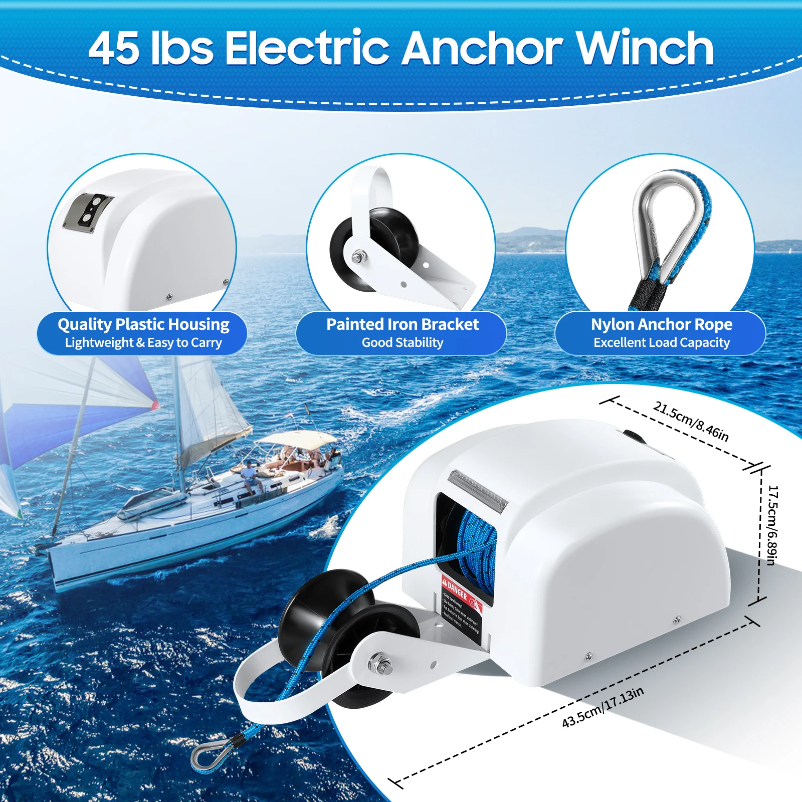 45-LBS-Saltwater-Boat-Electric-Windlass-Anchor-Winch-Marine-with ...