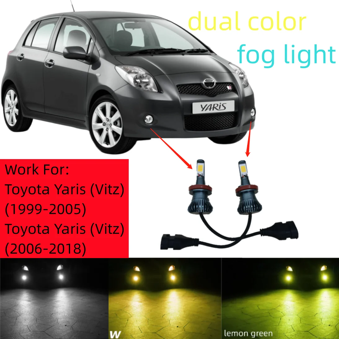 2PCS-dual-color-Fog-Lamp-para-Toyota-Yaris-Vitz-1999-2018-2005-2006 ...