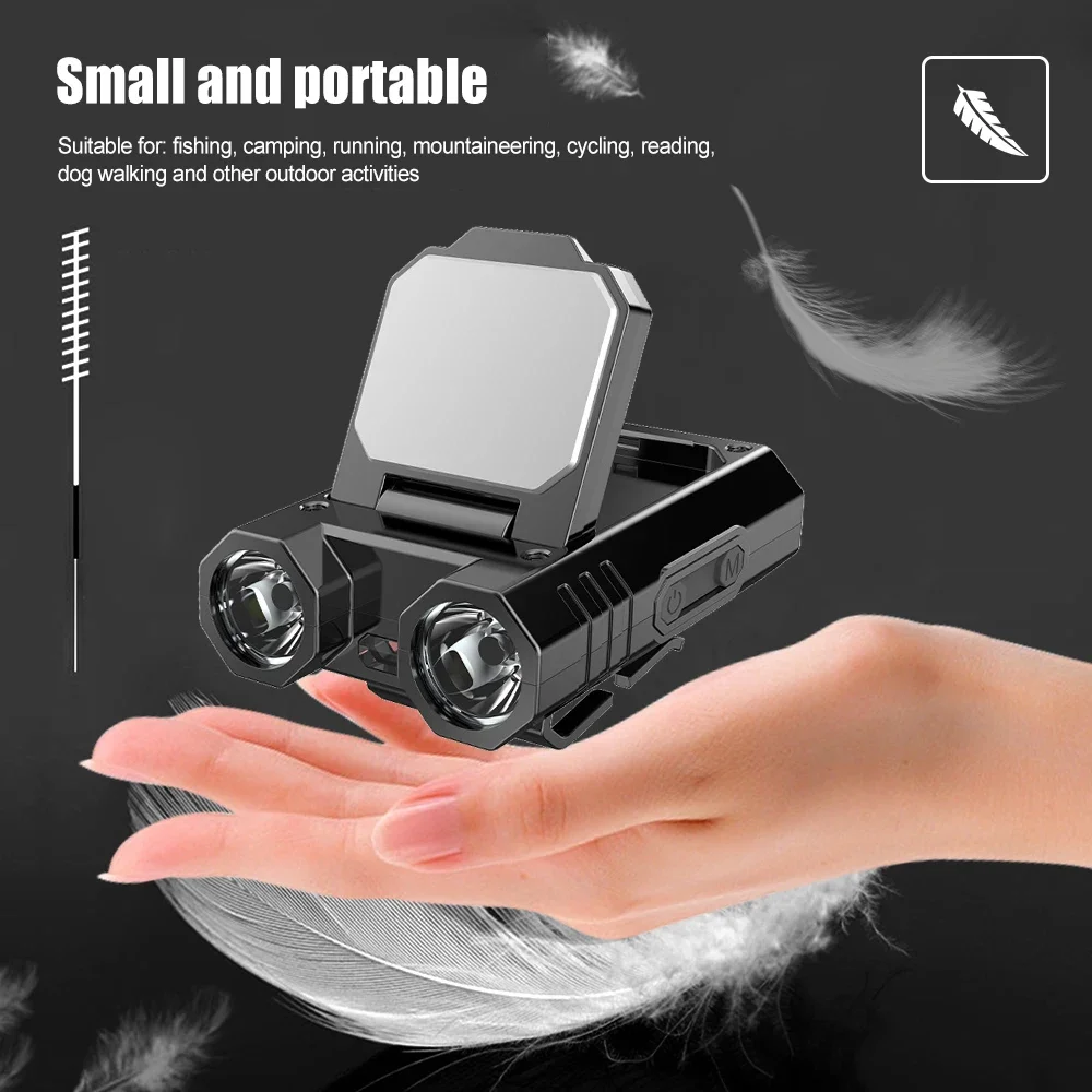 Sensor-Cap-Light-LED-Hat-Clip-on-Light-Headlamp-COB-LED-Type-C ...