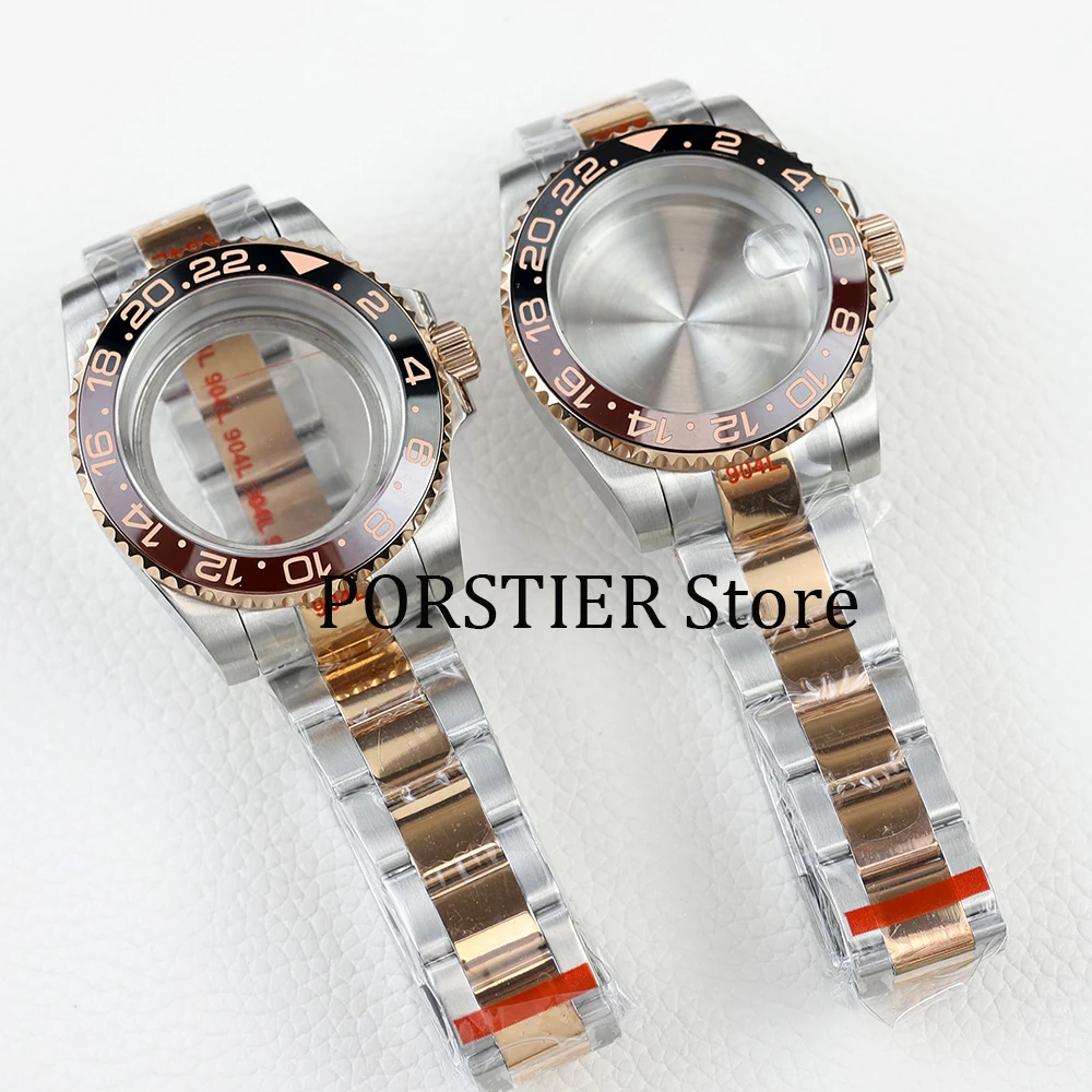 40mm NH35 watch case stainless steel rose gold sapphire glass fit NH35 ...