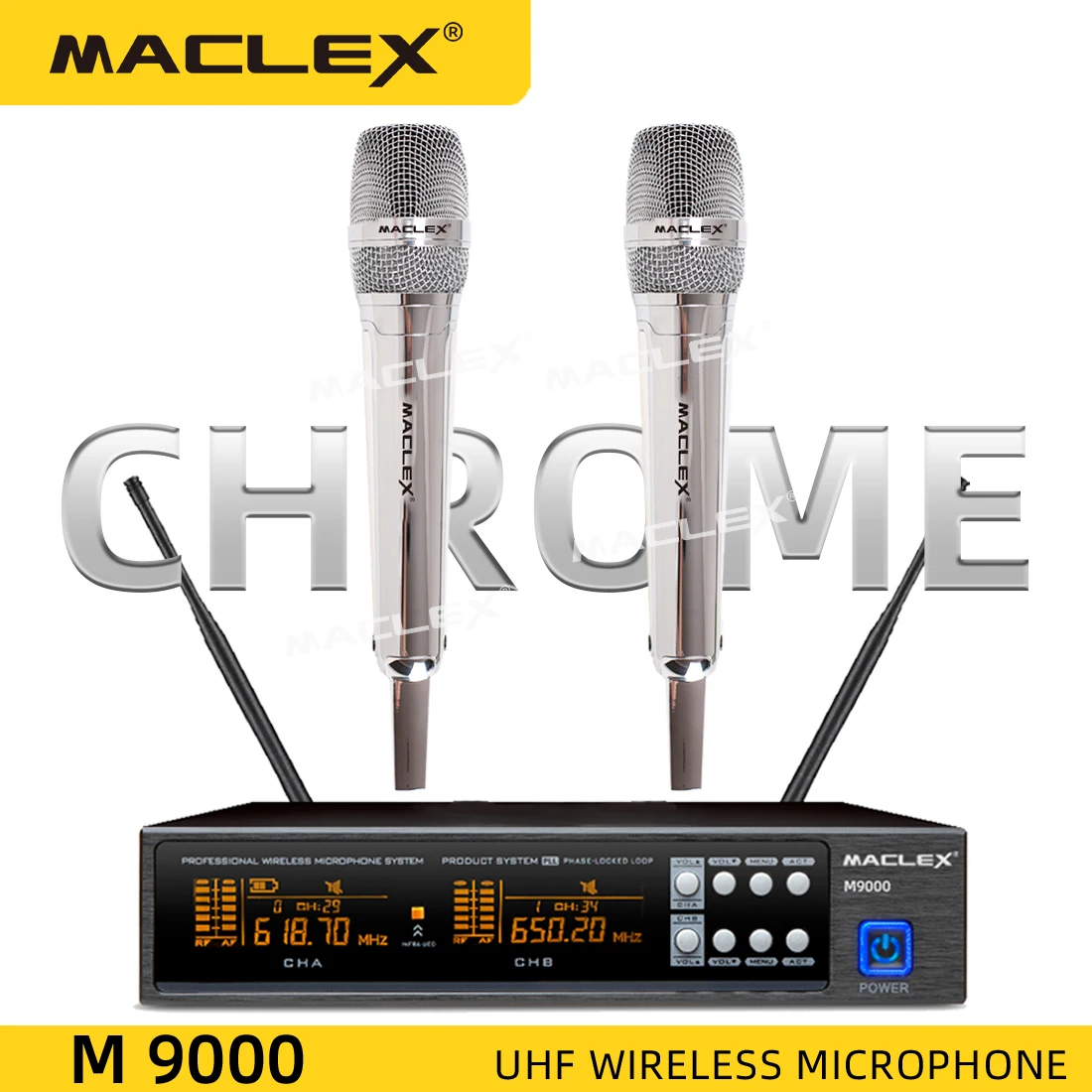 Chrome！！ MACLEX M9000 UHF Long Distance Dual Channel Handheld ...