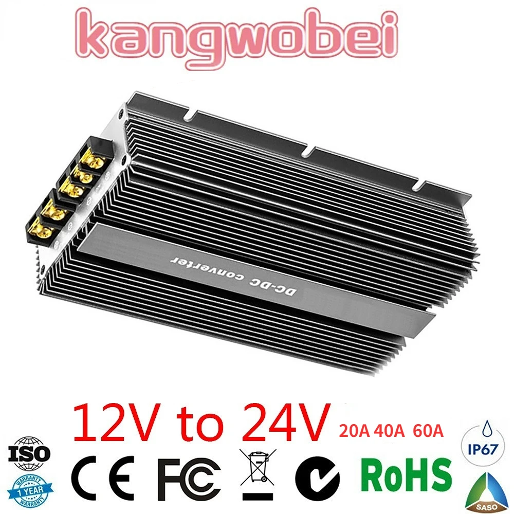 Convertidor de aumento de CC de 12V a 24V, 20A, 40A, 60A, cargador de fuente de alimentación ...