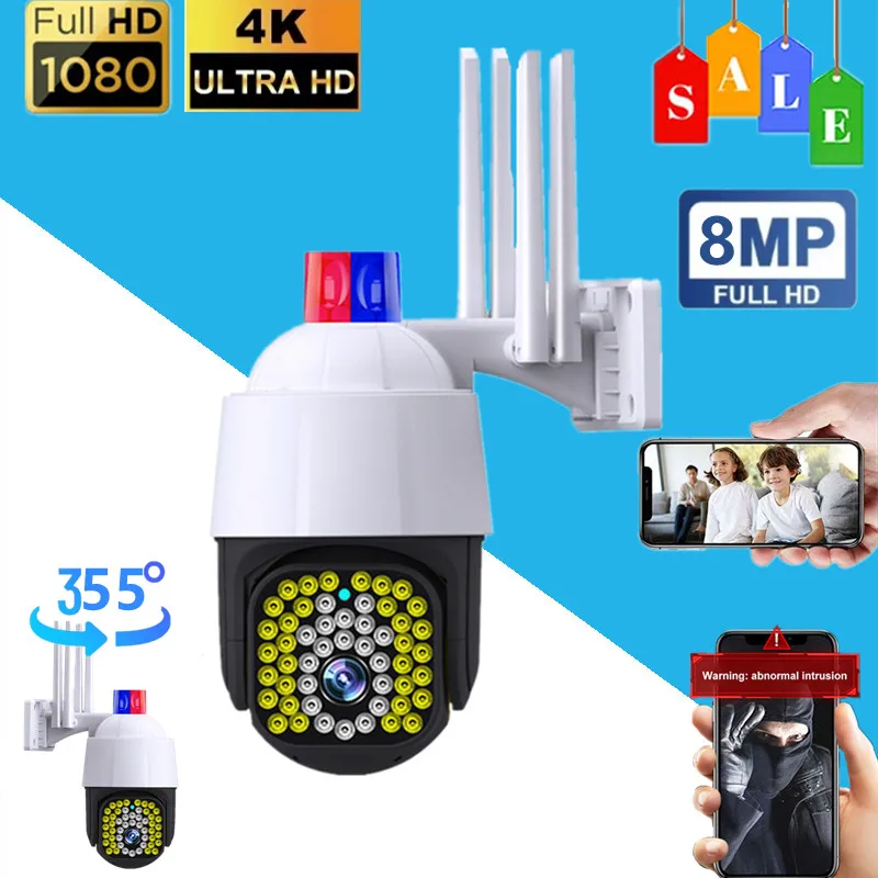 8MP 4K Speed Dome WIFI IP Camera Audio CCTV Surveillance Outdoor 5x ...