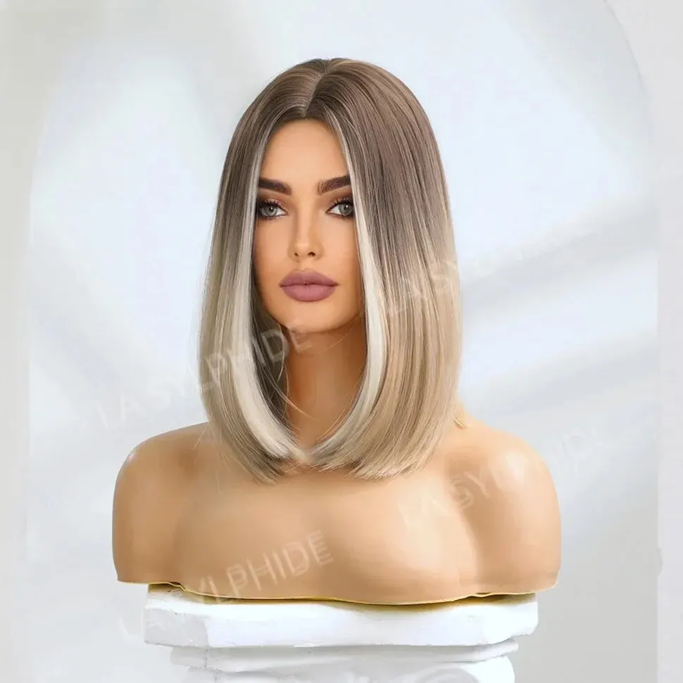 Gradient-Color-Wig-Women-s-Shoulder-Length-Straight-Hair-Wig-Mid-part ...