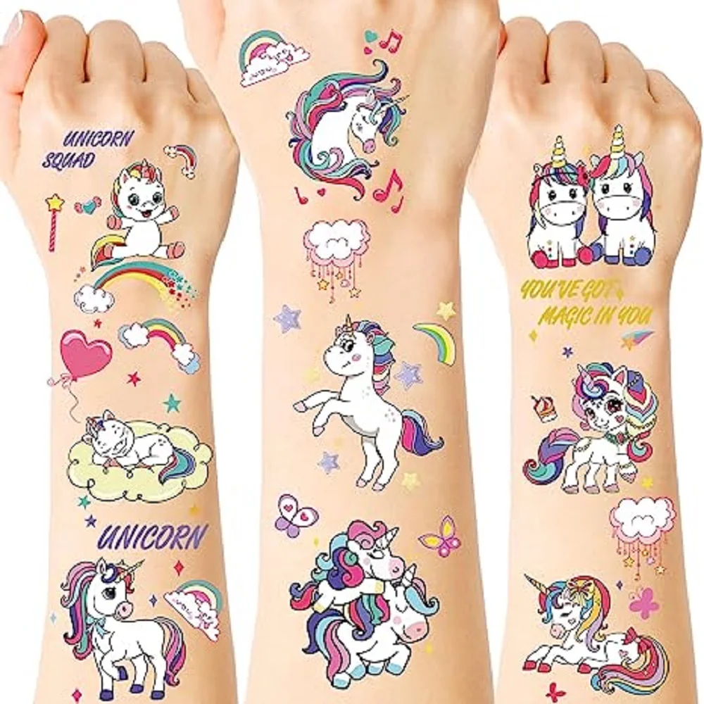 10-Sheets-Child-Tattoo-Sticker-Unicorn-Princess-Temporary-Fake-Kids ...