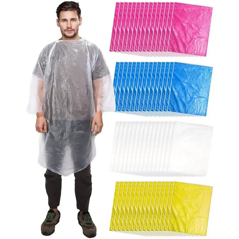 2pcs-Disposable-Rain-Ponchos-Emergency-Raincoat-with-Hood-Clear ...