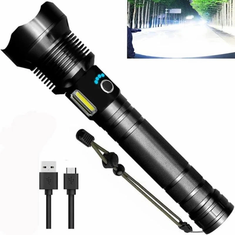 90000 High Lumens LED Rechargeable Tactical Laser Flashlight Outdoor ...