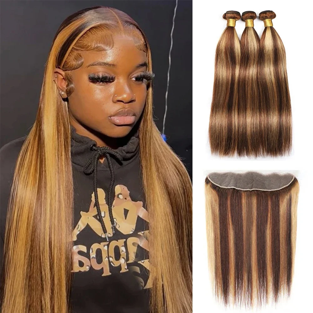 Highlight-Human-Hair-Bundles-With-Closure-P4-27-Colored-Straight ...