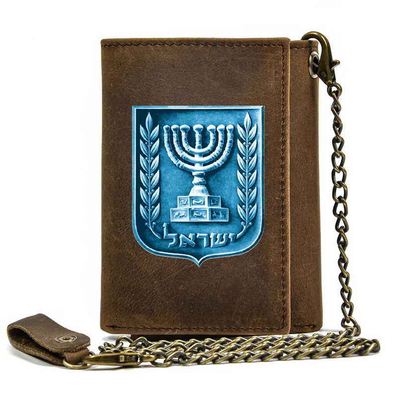 Genuine Leather Men Wallet Anti Theft Hasp With Iron Chain סמלים ...