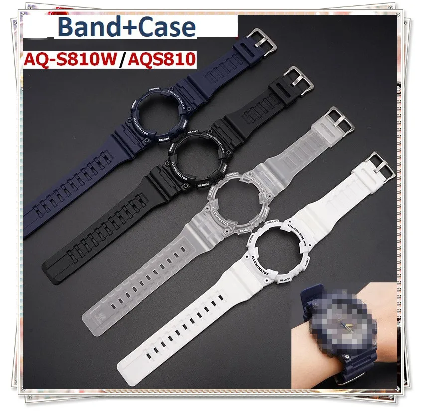Casio Aq-s810w Watch Strap | Watch Case Band Casio | Protective Case ...