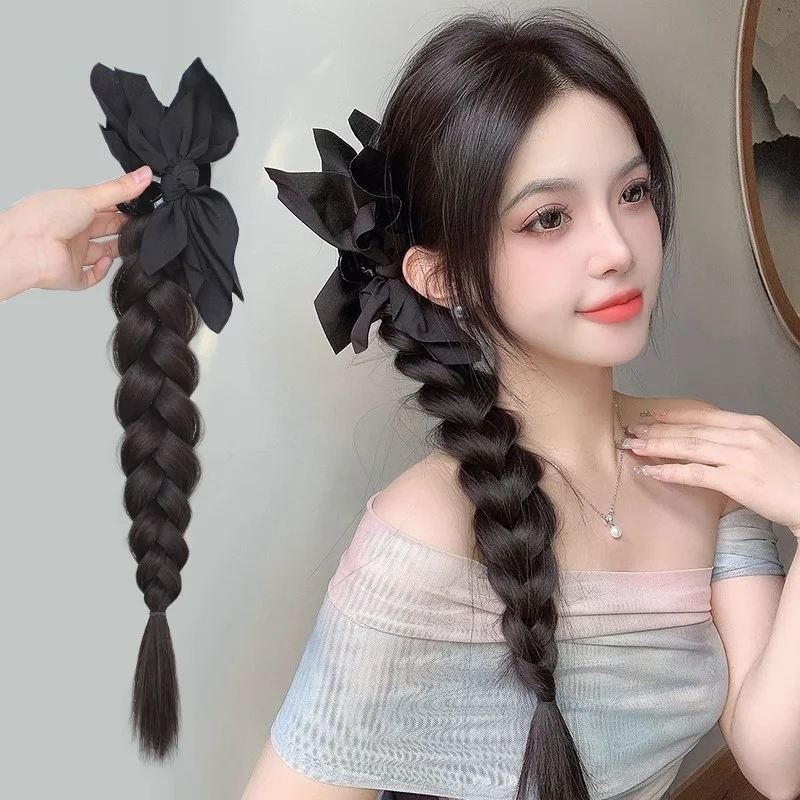 Extensions de cheveux synthétiques tressés à nouer latéral, avec Clips ...