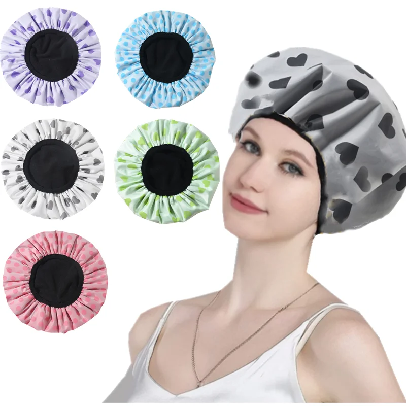 Printed-Terry-Cloth-Absorbent-Hair-Dryer-Cap-EVA-Waterproof-Shower-Cap ...