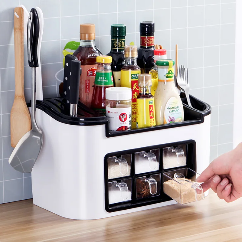 Kitchen supplies organizer Rack Multi-function Spice Storage Box ...