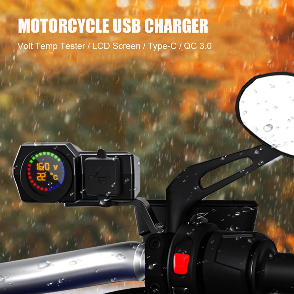 Waterproof-Motorcycle-USB-Chargers-3-0-Power-Adapter-Socket-Digital ...