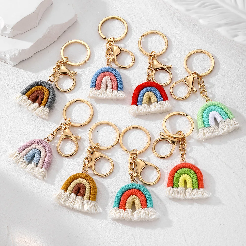 LLavero-de-moda-coreana-con-borla-de-arco-ris-para-mujer-dise-o ...