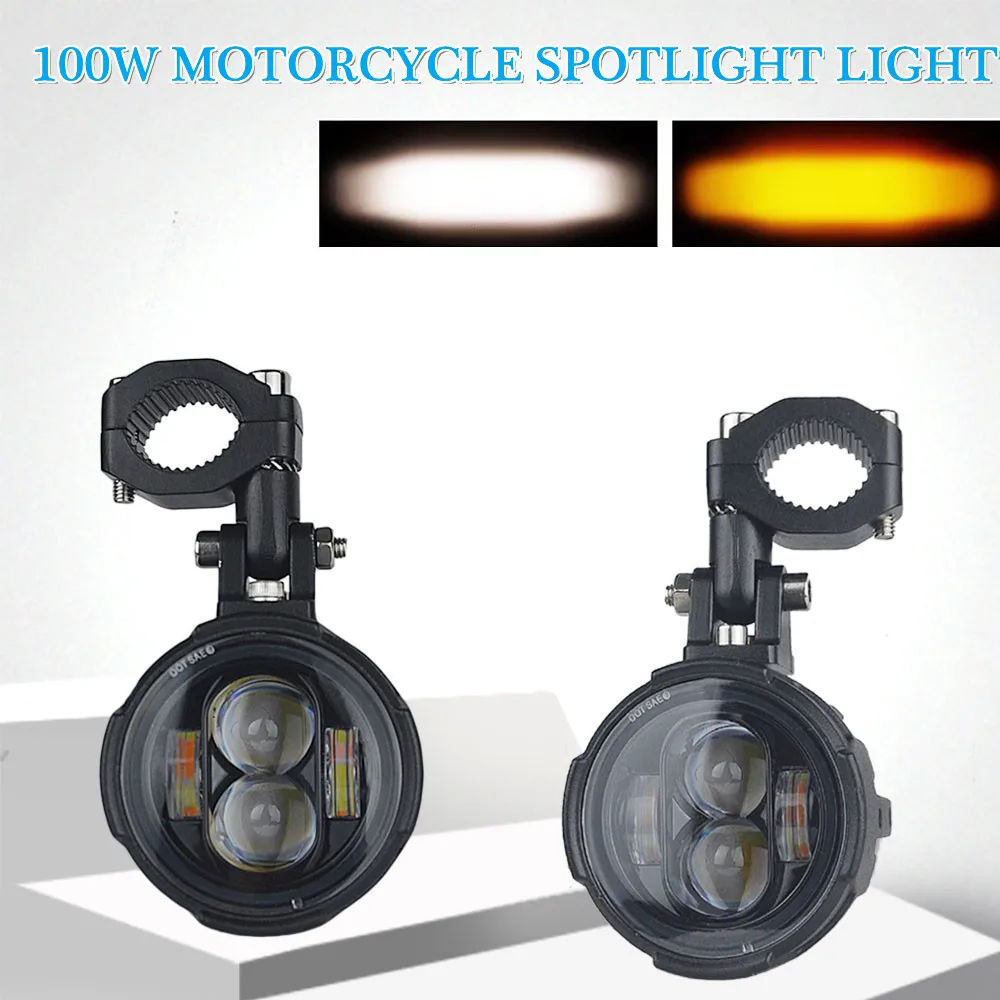 Motorcycle Headlight Auxiliary Fog Lights LED Spotlight 100W Driving ...