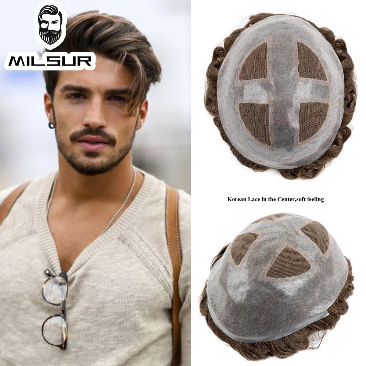 Breathable-Men-Toupee-Lace-And-PU-Hair-System-with-Skin-Around-Male ...
