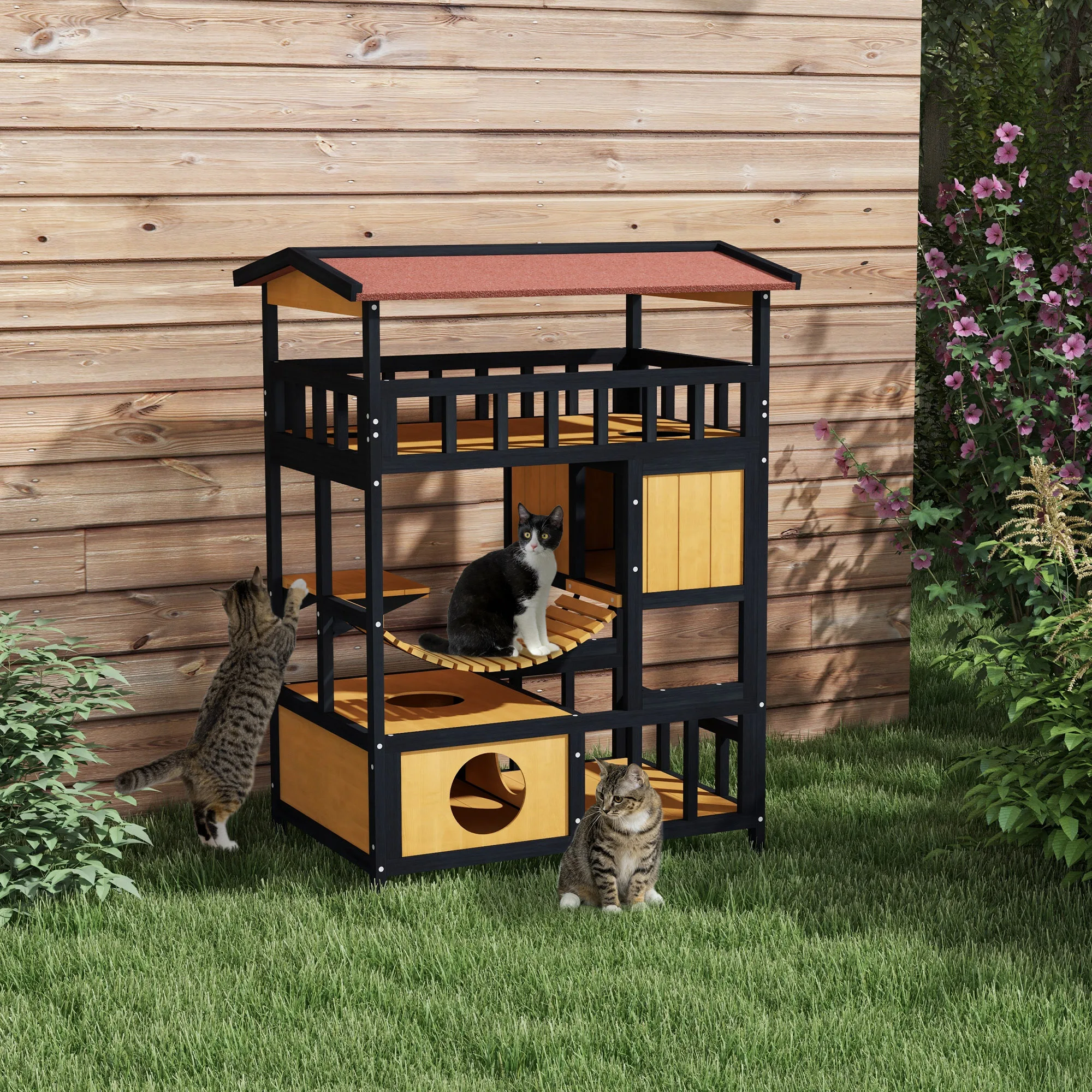 DIY Outdoor Cat House Ideas: Why the PawHut Wooden Cat Shed Is the ...