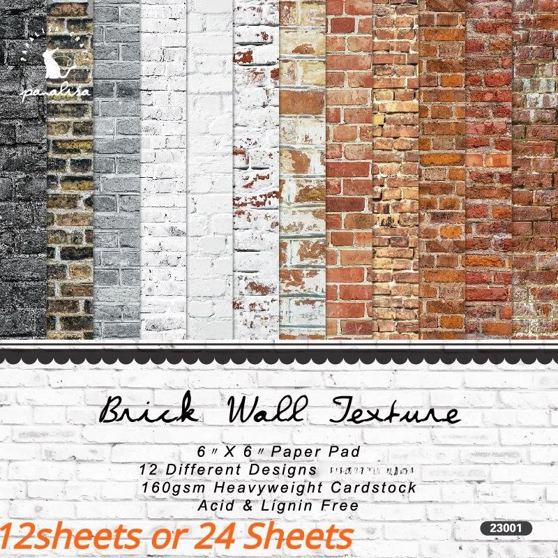 24 Sheets 6"X6" Brick Wall Texture Scrapbook Paper Scrapbooking ...