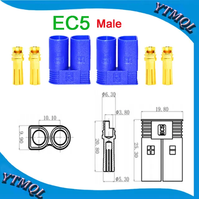 10-100Pcs EC5 Male Female Bullet Connector Plug the Upgrade For RC FPV ...