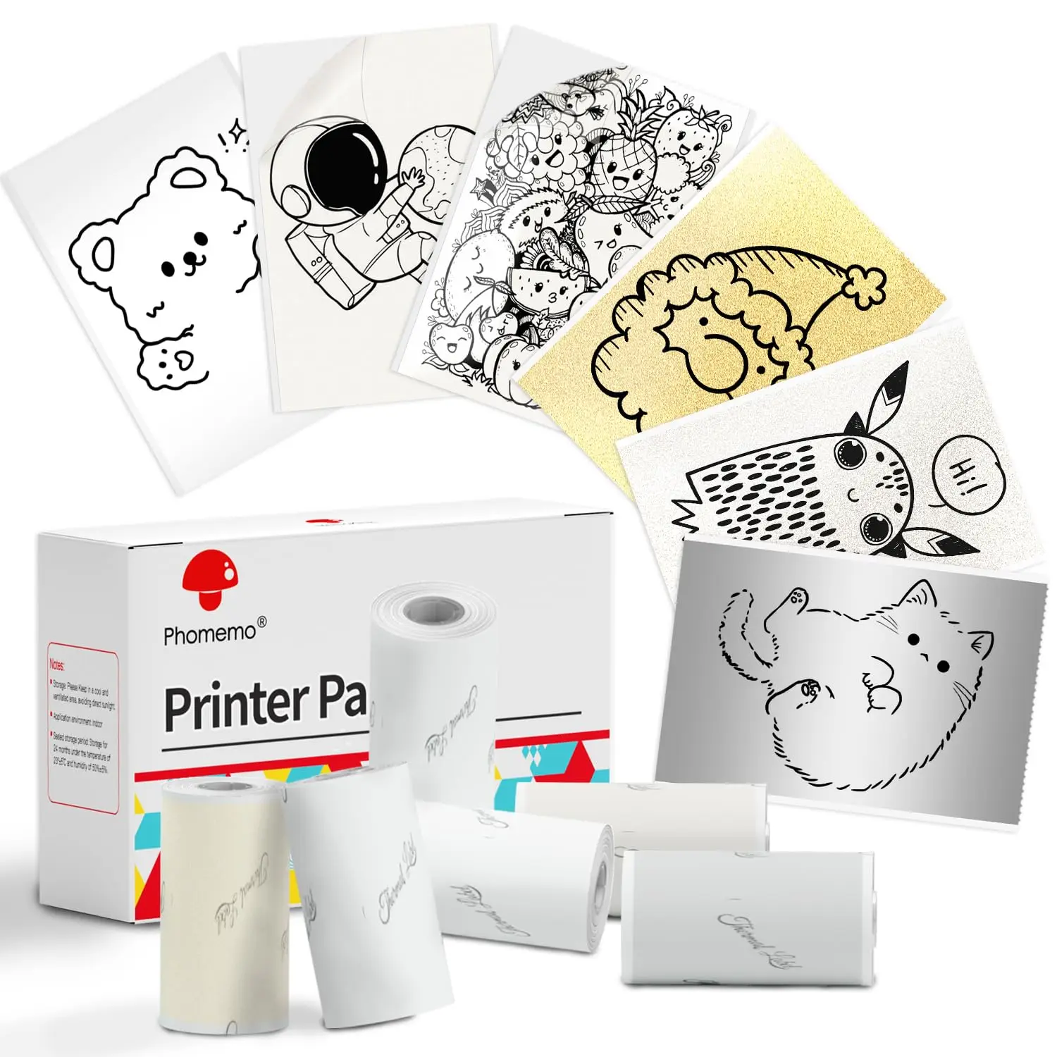 Phomemo-Adhesive-Thermal-Sticker-Paper-Multiple-Colors-Thermal-Paper ...