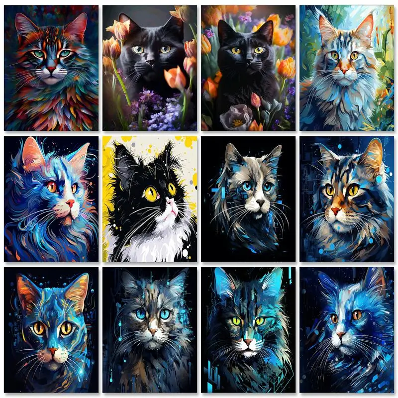 GATYZTORY Frame Cat Painting By Numbers For Adults Kits Colorful ...