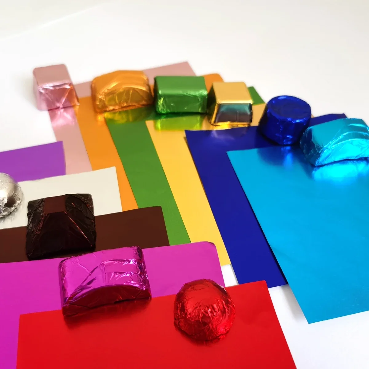 8x8CM Flat Foil Wrappers for Candy Truffles Wrapping With Colored ...