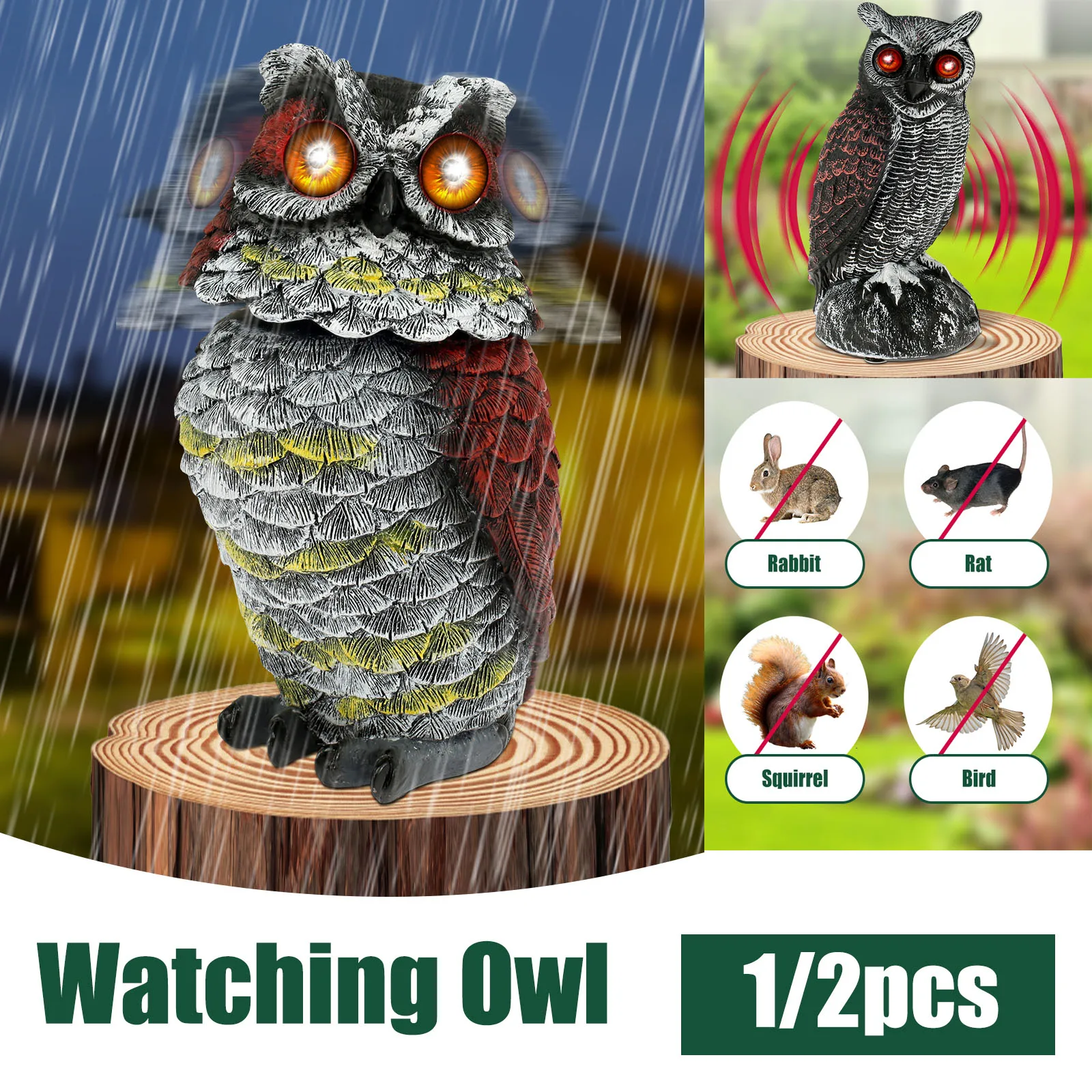 Bird-Repeller-Realistic-Owl-Waterproof-Solar-Fake-Owl-Decoy-Frightening ...