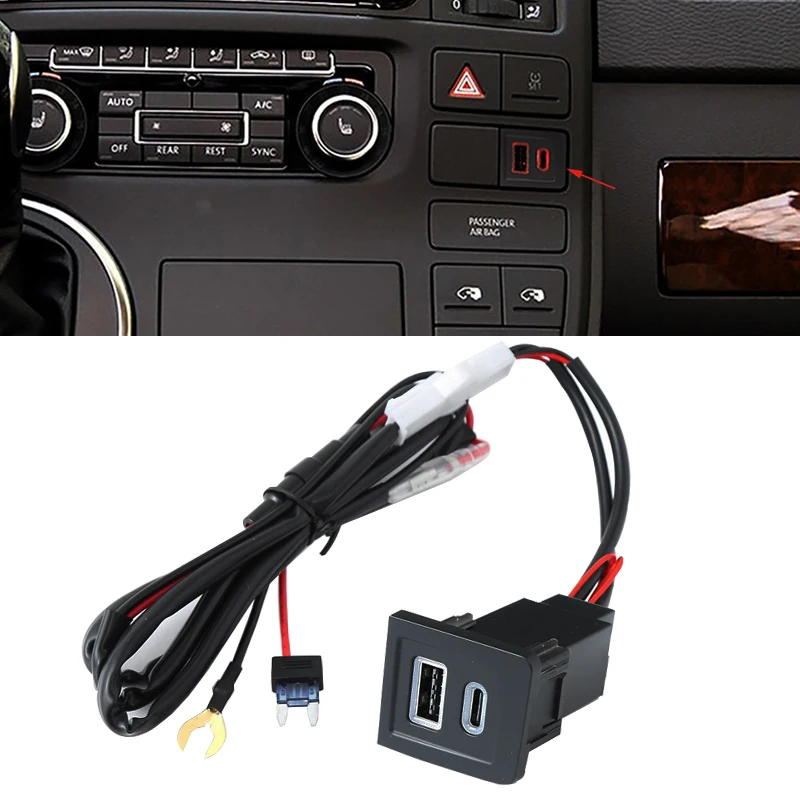 Red-Light-Car-Charger-TYPE-C-PD-QC3-0-USB-Interface-Fuse-Box-Interface ...