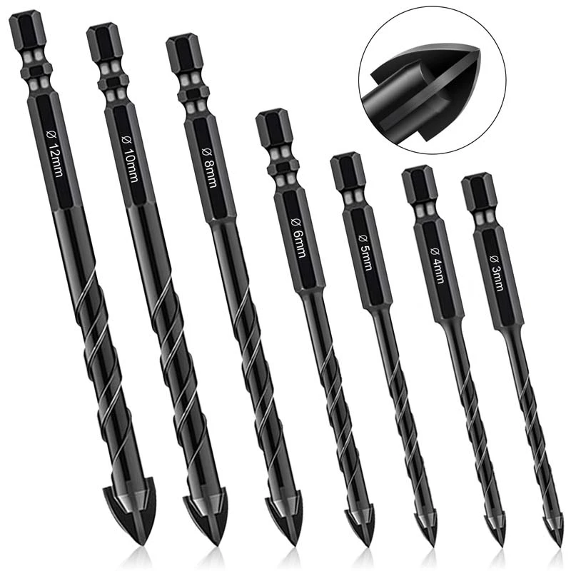 Concrete Drill Bits,Tungsten Carbide Drill Bit Set for Tile/Ceramic ...