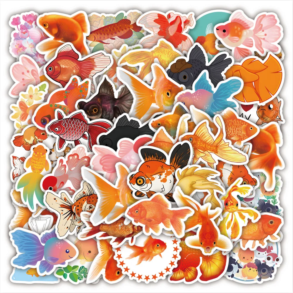 Goldfish Stickers | Stickers Fish - 10/50pcs Cute Stickers Mobile Phone ...