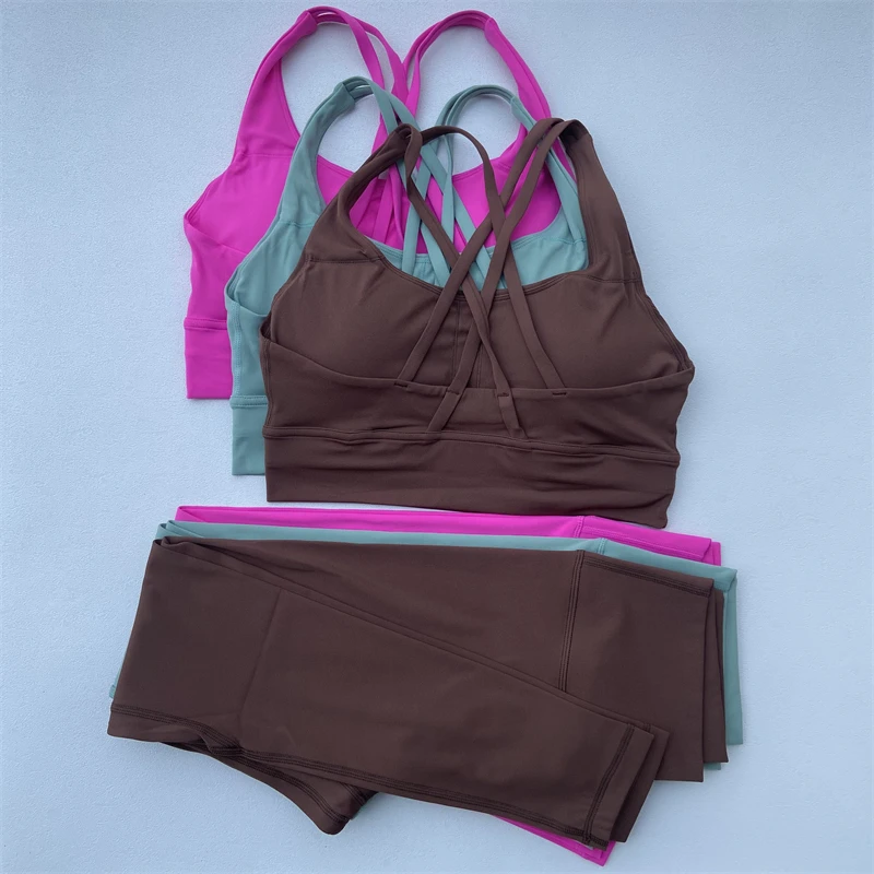 2 Piece Yoga Set Gym Sports Set Women Workout Outfit Fitness Suit High ...