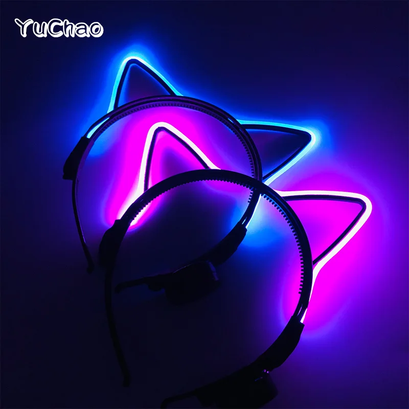 NEW-LED-Luminous-Light-Up-Headwear-6-Lighting-colors-Cat-Ear-Flashing ...