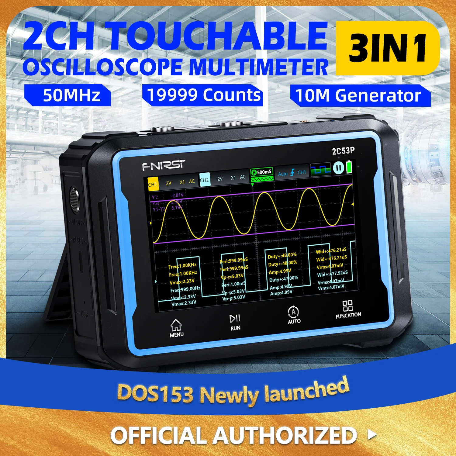 FNIRSI-2C53P-Touch-screen-portable-digital-Oscilloscope-Handheld-multimeter-signal-generator ...