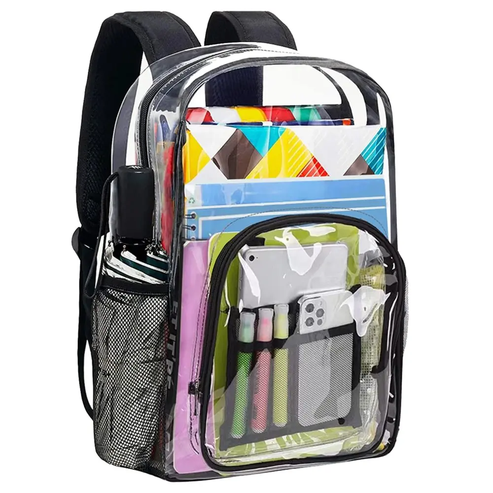 Clear Backpack Heavy Duty Stadium Approved PVC Transparent Backpacks ...