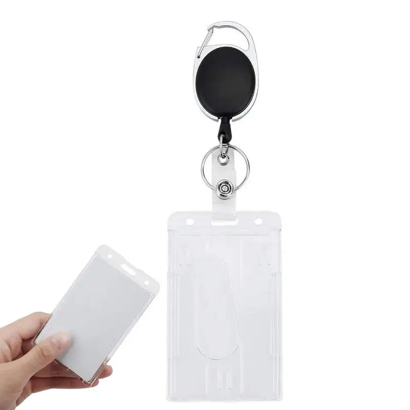 2-Card-Id-Badge-Holder-Transparent-Clear-Vertical-Hard-Card-Holder ...