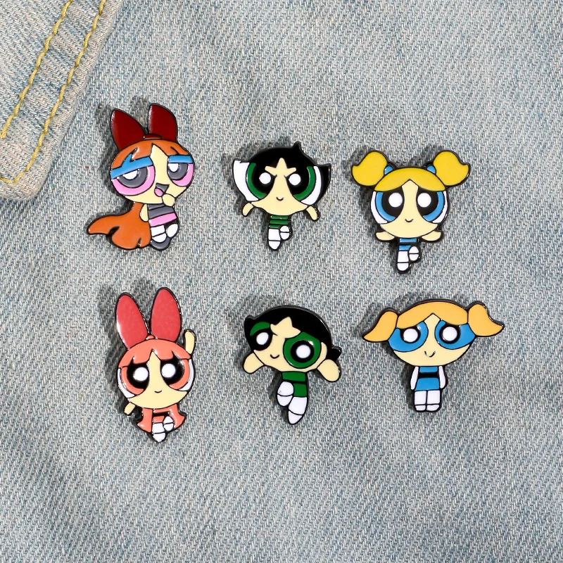 The Powerpuff Girls Enamel Pin Custom Cartoons Brooches Fashion Blossom ...