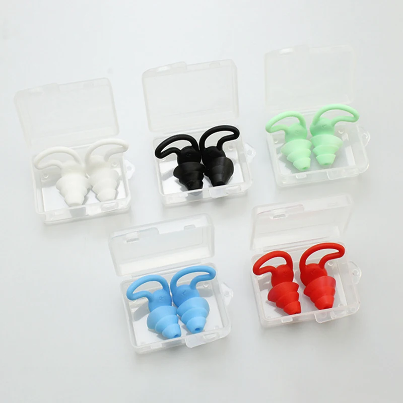 Protections auditives,Bouchons d'oreilles étanches en Silicone à trois ...