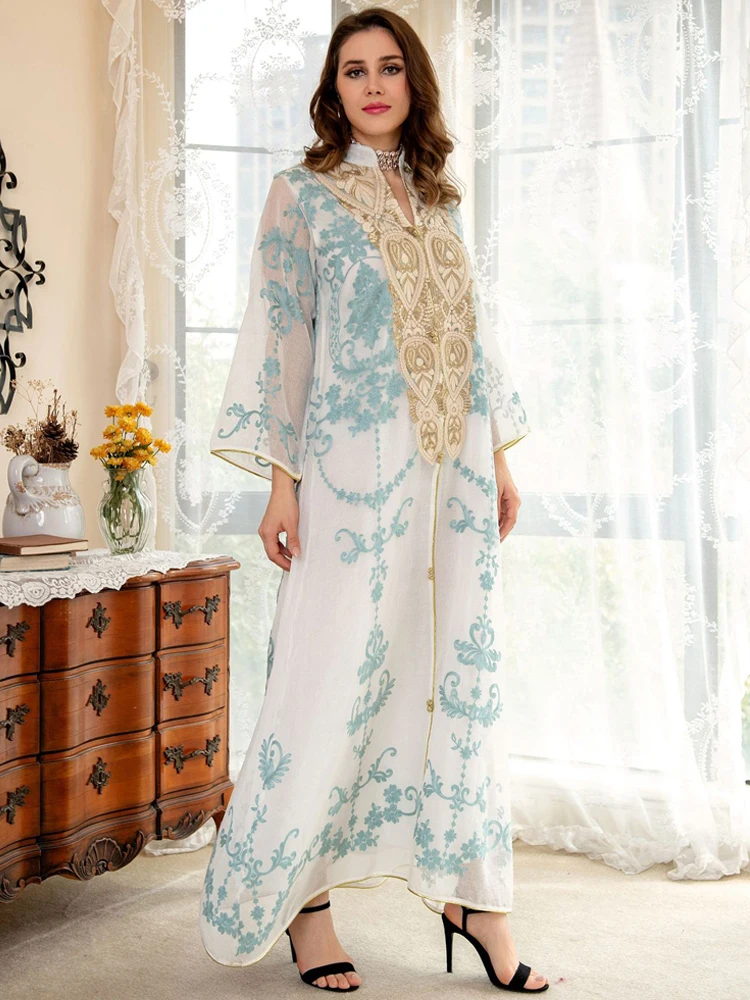 Islamic-Embroidery-White-Jalabiya-Imitation-Linen-Arabic-Dress-Women ...
