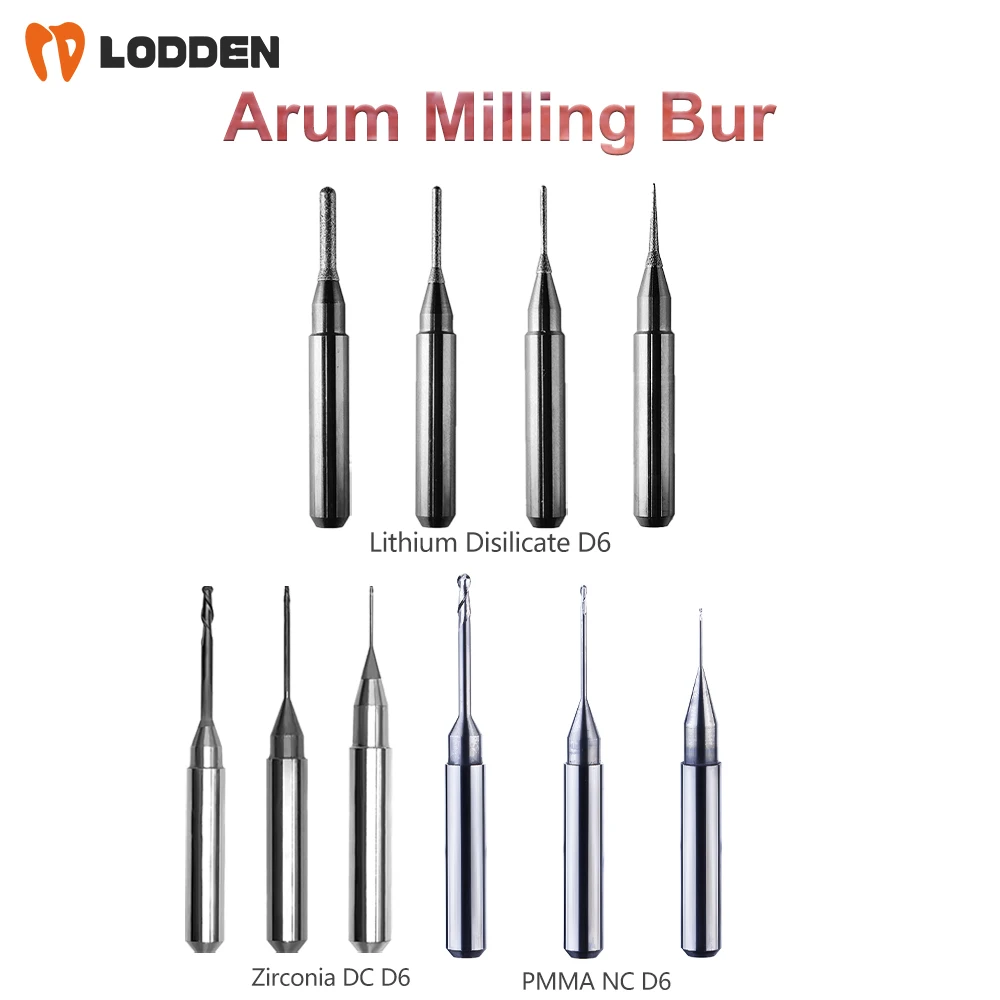 ARUM-Dental-Milling-Burs-Grinding-Zirconia-PMMA-Lithium-Disilicate-D6 ...