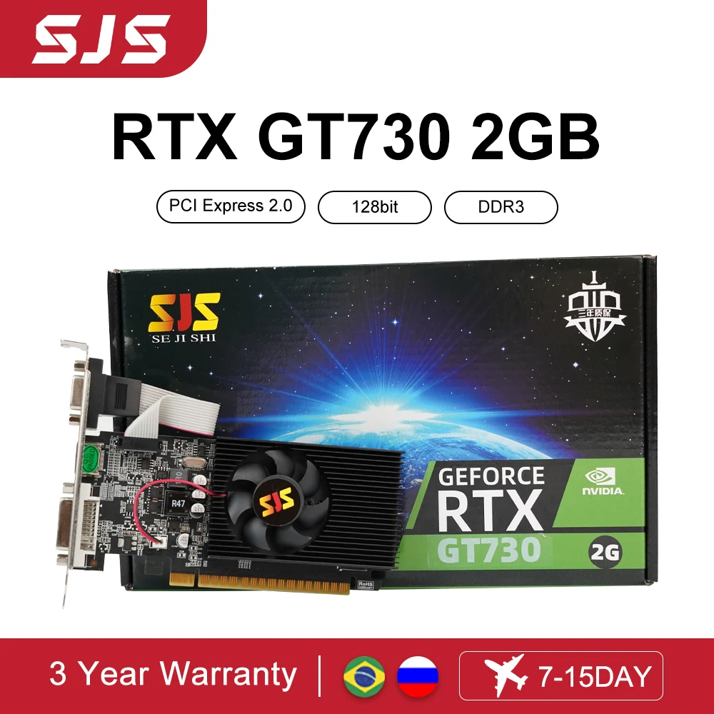 SJS Video Card GeForce GT730 Display Vga Cards 2GB DDR3 128Bit Computer ...
