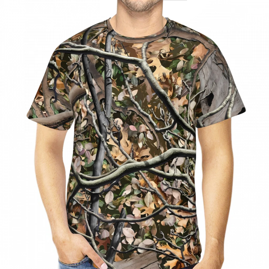 PatternReal-Tree-Camouflage-Polyester-Print-Men-T-Shirt-Outdoor-Sports ...