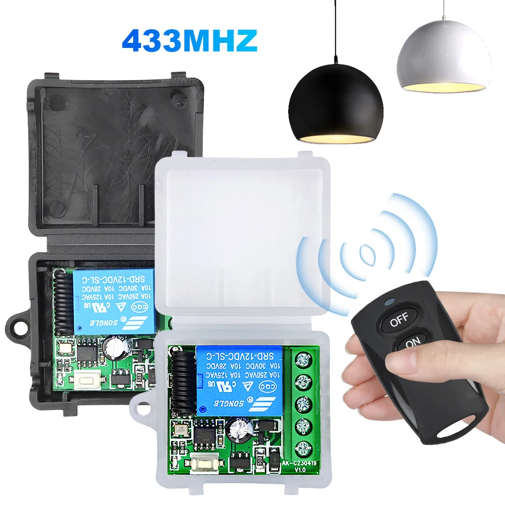 433MHz-Wireless-Remote-Control-Switch-10A-Mini-Module-1CH-DC-12V-Relay ...