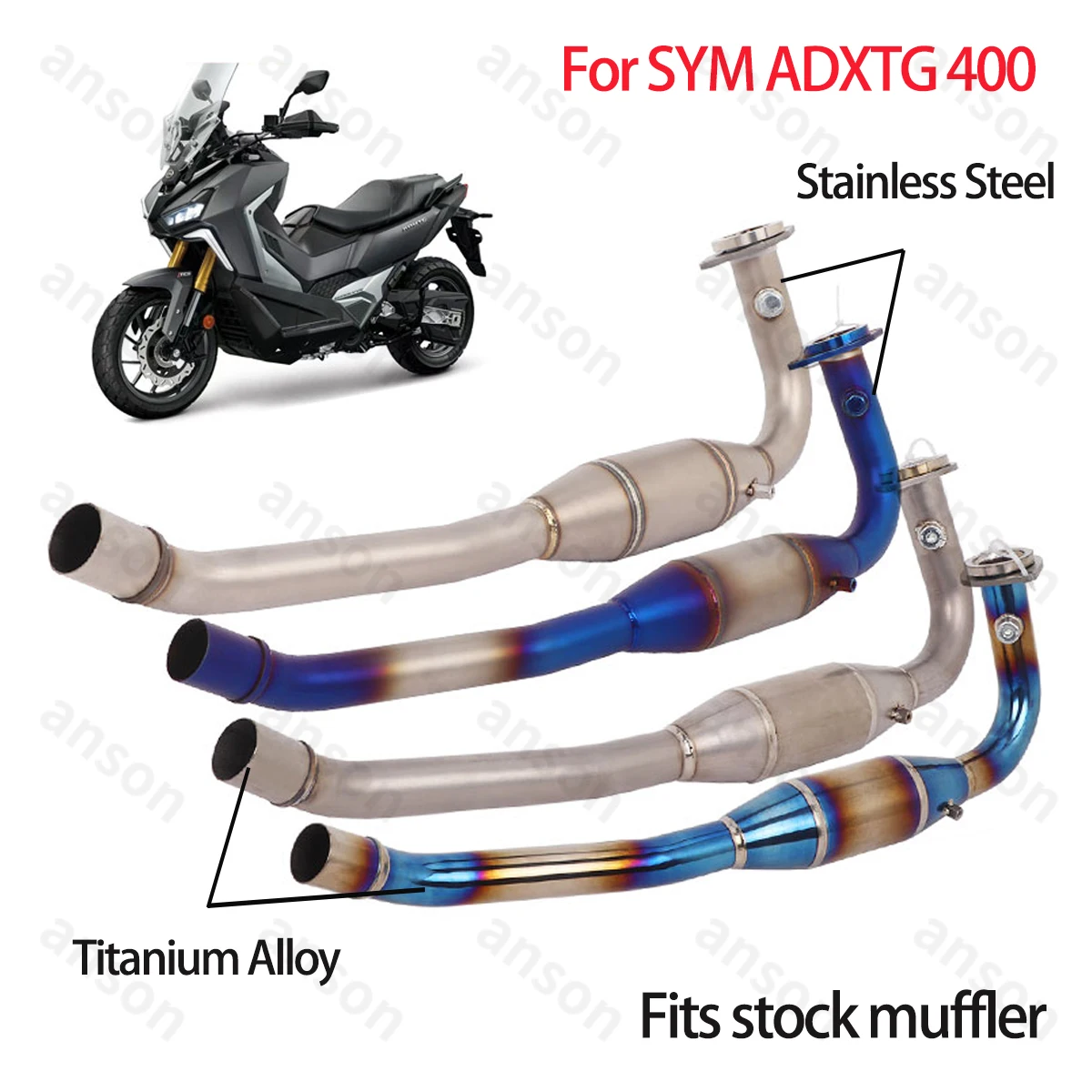 Motorcycle Exhaust Front Pipe For SYM ADXTG400 2024 ADXTG 400 Muffler ...