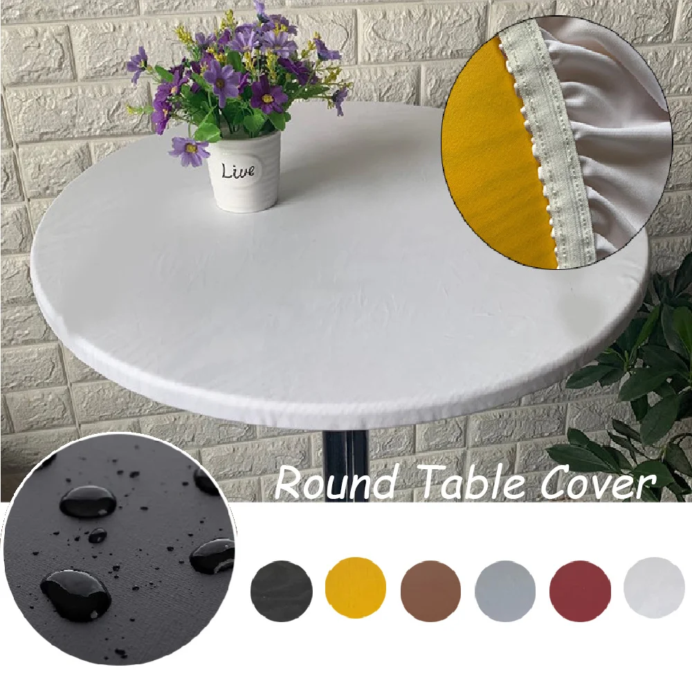 1pcs Round Elastic Table Cover Protector Cloth Waterproof Polyester ...