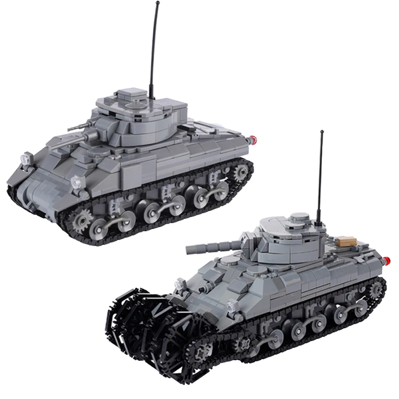 MOC-Assembled-Military-Building-Blocks-WWII-US-Sherman-Medium-Mine ...